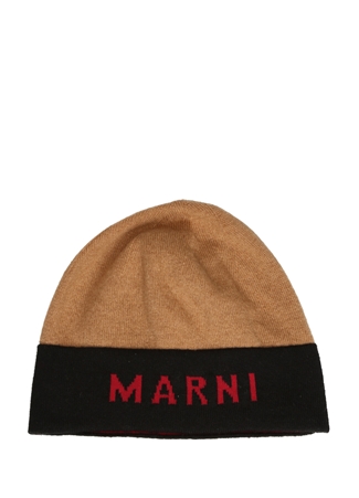 Marni Kadın Bej Logo Jakarlı Yün Bere S EU Marni Kadın Bej Logo Jakarlı Yün Bere S EU