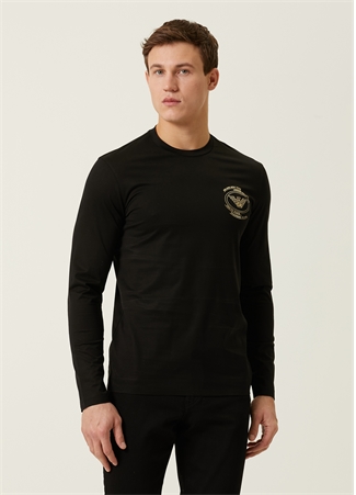 Emporio Armani Erkek Siyah Metalik Logo Baskılı Uzun Kollu T-shirt L EU Emporio Armani Erkek Siyah Metalik Logo Baskılı Uzun Kollu T-shirt L EU