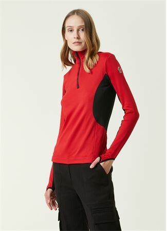 Moncler Grenoble Kadın Kırmızı Siyah Dik Yaka Fermuarlı Sweatshirt S EU Moncler Grenoble Kadın Kırmızı Siyah Dik Yaka Fermuarlı Sweatshirt S EU