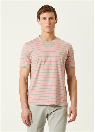 Etro Erkek Pembe Çizgi Desenli Logolu T-shirt S EU