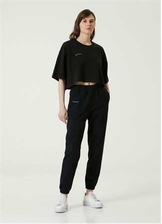 Academia Kadın Siyah Logolu Crop T-shirt S