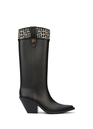 Balmain Kadın Siyah Logo Jakar Detaylı Çizme 36 EU