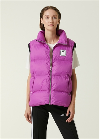 Palm Angels Kadın Mor Logolu Puff Yelek XS EU Palm Angels Kadın Mor Logolu Puff Yelek XS EU