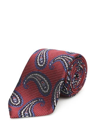 Zegna Erkek Bordo Etnik Desenli İpek Kravat EU
