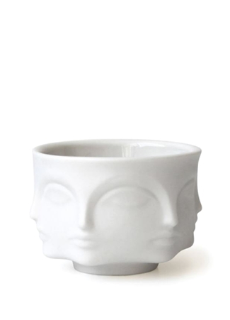 Jonathan Adler Beyaz Yüz Desenli Porselen Mumluk