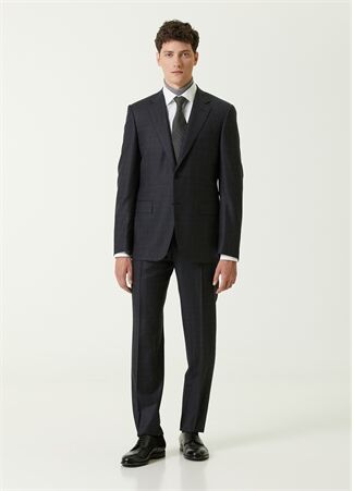 Canali Erkek Gri Kareli Yün Takım Elbise 52 IT