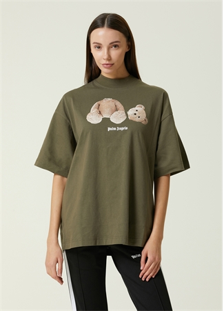 Palm Angels Kadın Teddy Bear Haki Dik Yaka T-shirt S EU Palm Angels Kadın Teddy Bear Haki Dik Yaka T-shirt S EU