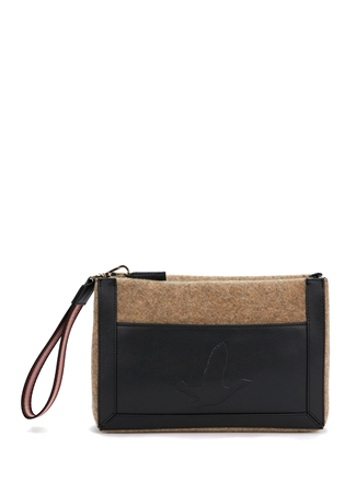 Beymen Club Kadın Kahverengi Kuş Logolu Keçe El Portföyü EU Beymen Club Kadın Kahverengi Kuş Logolu Keçe El Portföyü EU