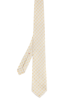 Isaia Erkek Krem Mikro Desenli İpek Kravat EU Isaia Erkek Krem Mikro Desenli İpek Kravat EU