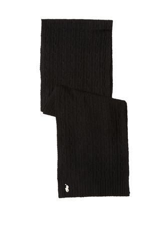 Polo Ralph Lauren Kadın Siyah Örgü Dokulu Yün Atkı EU