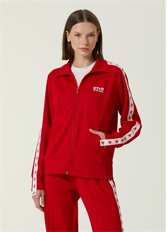 Golden Goose Kadın Kırmızı Dik Yaka Yıldız Bantlı Sweatshirt S EU Golden Goose Kadın Kırmızı Dik Yaka Yıldız Bantlı Sweatshirt S EU