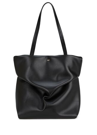 Chloe Kadın Siyah Drapeli Deri Omuz Çantası EU