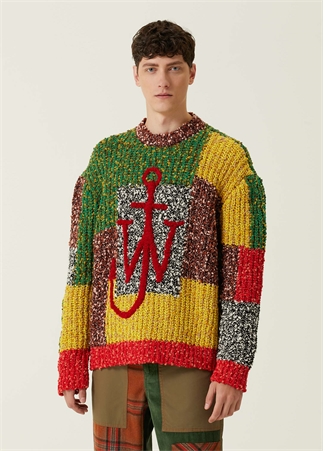 Jw Anderson Erkek Colorblocked Patchwork Detaylı Yün Sweatshirt Kırmızı M EU Jw Anderson Erkek Colorblocked Patchwork Detaylı Yün Sweatshirt Kırmızı M EU