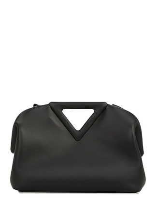 Bottega Veneta Kadın Point Siyah Deri Omuz Çantası EU Bottega Veneta Kadın Point Siyah Deri Omuz Çantası EU