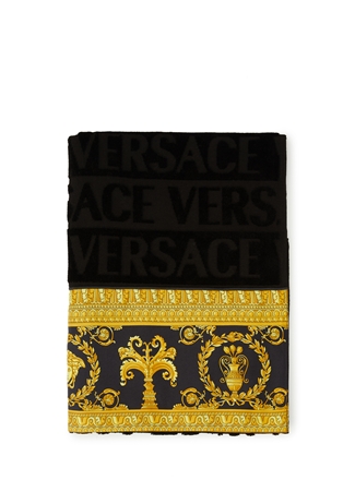Versace Siyah Barok Şerit Detaylı Banyo Havlusu Versace Siyah Barok Şerit Detaylı Banyo Havlusu
