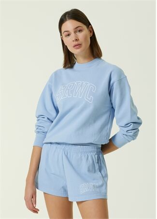 Sporty & Rich Kadın Mavi Logo Detaylı Sweatshirt XS EU