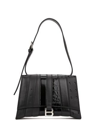 Balenciaga Kadın Hourglass Siyah Deri Omuz Çantası EU Balenciaga Kadın Hourglass Siyah Deri Omuz Çantası EU
