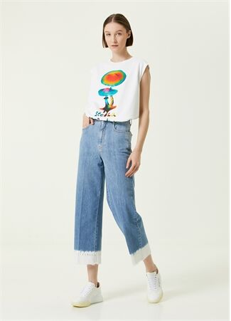Stella McCartney Kadın Mavi Bol Paça Jean Pantolon 26 US