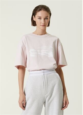 Alexander Wang Kadın Pembe Logo Detaylı T-shirt Xs Eu
