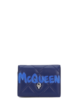 Alexander McQueen Kadın Lacivert Logo Baskılı Deri Kartlık EU Alexander McQueen Kadın Lacivert Logo Baskılı Deri Kartlık EU