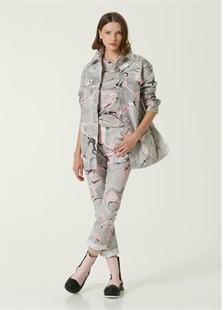 Stella McCartney Kadın Gri Yüksek Bel Desenli Jean Pantolon 26 US