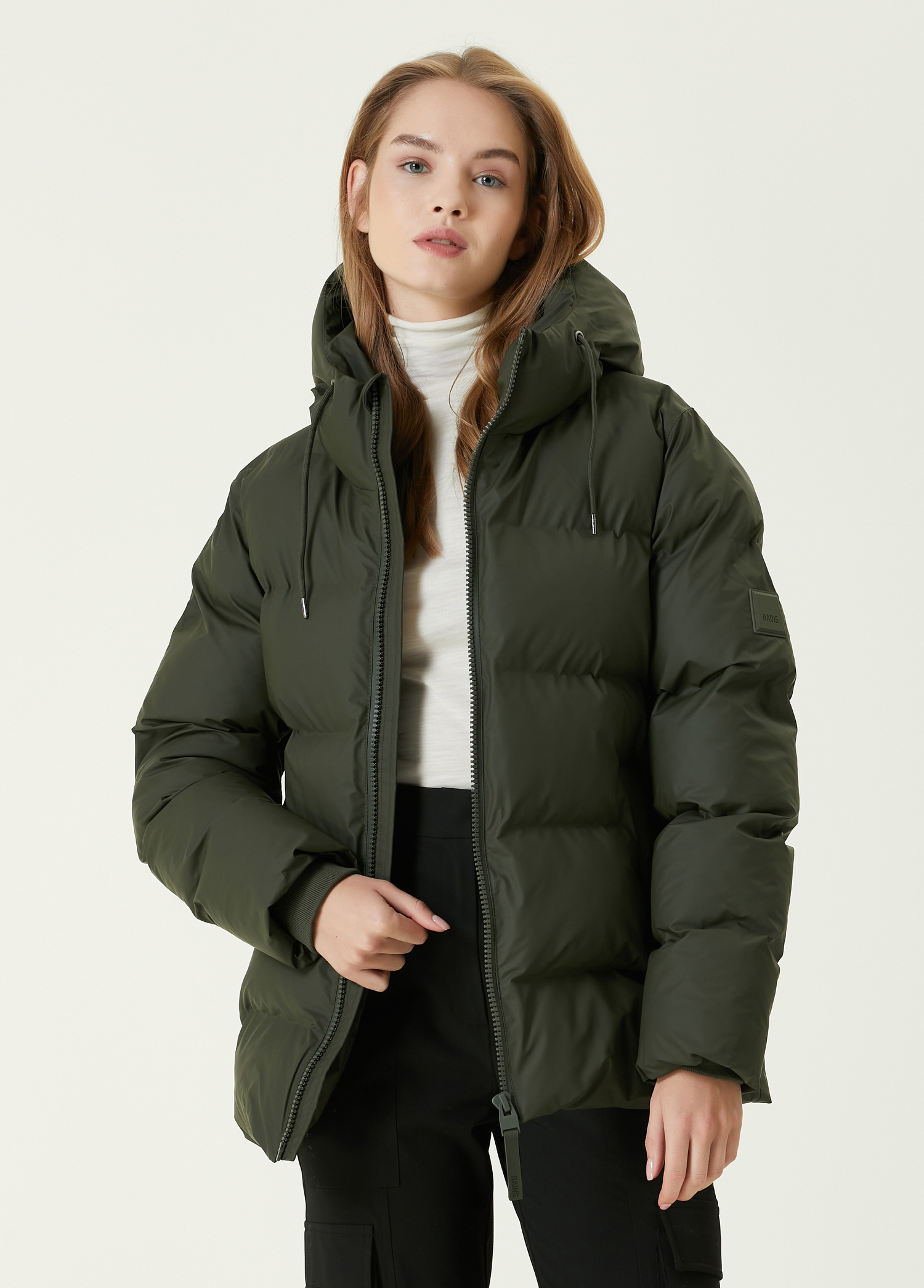 Rains - Alta Koyu Yeşil Puff Mont - Koyu Yeşil