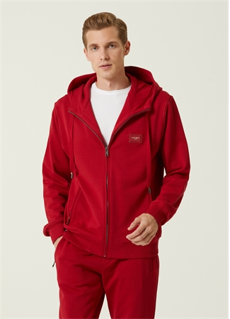 Dolce&Gabbana Erkek Kırmızı Kapüşonlu Fermuarlı Sweatshirt 46 IT