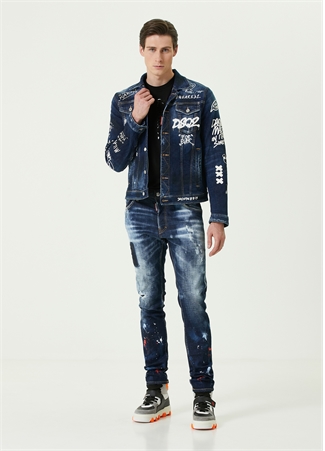Dsquared2 Erkek Cool Guy Mavi Fırça Darbesi Desenli Jean Pantolon 48 It Dsquared2 Erkek Cool Guy Mavi Fırça Darbesi Desenli Jean Pantolon 48 It