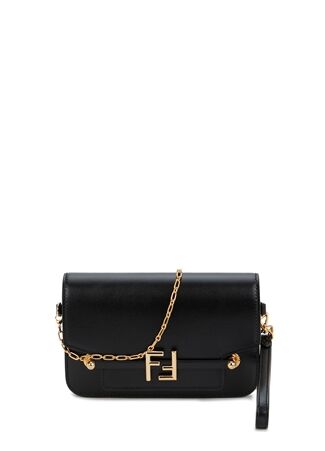 Fendi Kadın Siyah Logo Detaylı Deri Çanta EU