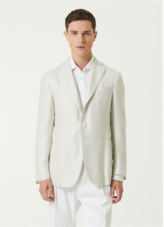 Pal Zileri Erkek Beyaz Kelebek Yaka Dokulu İpek Ceket 48 IT