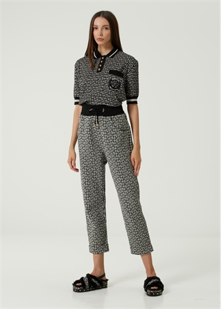 Balmain Kadın Siyah Beyaz Logo Desenli Eşofman Altı 36 FR