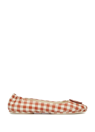 Tory Burch Kadın Taba Beyaz Kareli Logo Tokalı Deri Babet Kahverengi 0.5 US Tory Burch Kadın Taba Beyaz Kareli Logo Tokalı Deri Babet Kahverengi 0.5 US