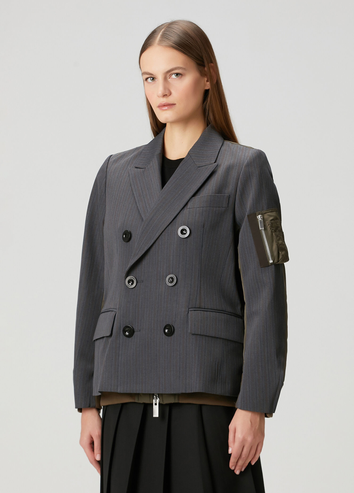 Sacai - Doeskin Grey Khaki Twill Jacket
