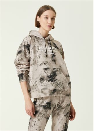 Allsaints Kadın Magna Talie Kapüşonlu Desenli Sweatshirt Siyah XS EU