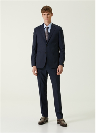 Beymen Collection Erkek Drop 7 Lacivert Kareli Yün Takım Elbise 48 IT Beymen Collection Erkek Drop 7 Lacivert Kareli Yün Takım Elbise 48 IT