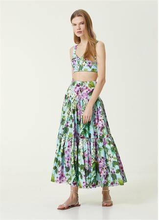 Dolce&Gabbana Kadın Yüksek Bel Çiçekli Midi Etek 42 IT