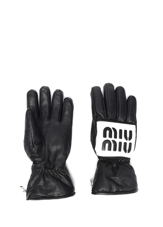 Miu Kadın Siyah Logo Detaylı Deri Eldiven 8 EU Miu Kadın Siyah Logo Detaylı Deri Eldiven 8 EU