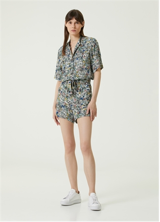 Zadig&Voltaire Kadın Yeşil Çiçek Desenli Mini Tulum Beyaz S EU