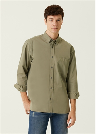 Closed Erkek Yeşil Polo Yaka Cepli Gömlek S EU