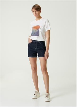 Beymen Club Kadın Lacivert Dikiş Detaylı Jean Şort 25