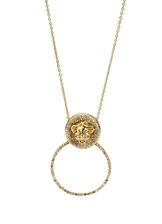 Urart Kadın Aslanlı Pırlantalı Altın Rengi Kolye EU