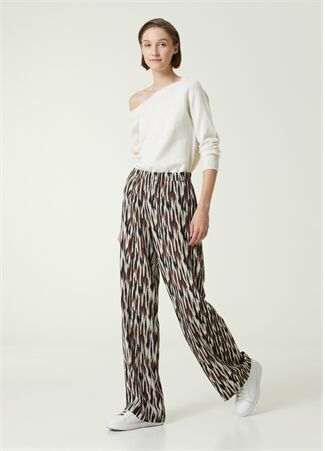 Beymen Collection Kadın İkat Desenli İpek Pantolon Kahverengi 42