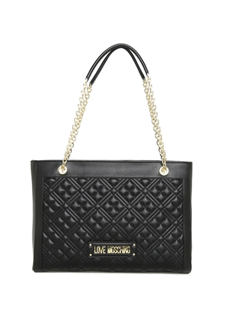 Love Moschino Kadın Siyah Logo Detaylı Alışveriş Çantası EU