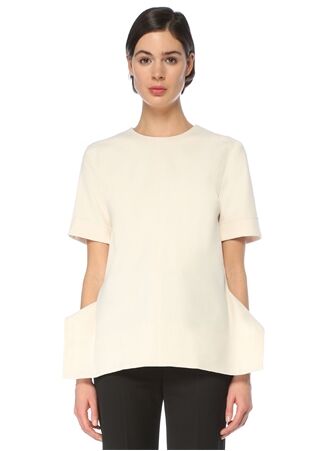 Victoria by Beckham Kadın Krem Bisiklet Yaka Kesim Detaylı Bluz Bej 0 US Victoria by Beckham Kadın Krem Bisiklet Yaka Kesim Detaylı Bluz Bej 0 US