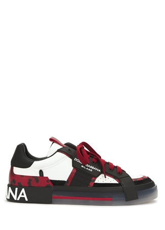 Dolce&Gabbana Erkek Portofino Siyah Beyaz Logolu Deri Sneaker 40.5 EU Dolce&Gabbana Erkek Portofino Siyah Beyaz Logolu Deri Sneaker 40.5 EU