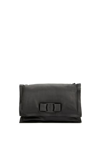 Salvatore Ferragamo Kadın Siyah Logolu Deri Omuz Çantası EU