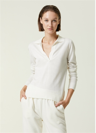 Beymen Collection Kadın Kırık Beyaz Polo Yaka Yün Kazak L Beymen Collection Kadın Kırık Beyaz Polo Yaka Yün Kazak L