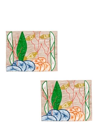 Mercedes Salazar Colorblocked Nakışlı 2li Amerikan Servis Seti Çok Renkli Mercedes Salazar Colorblocked Nakışlı 2li Amerikan Servis Seti Çok Renkli