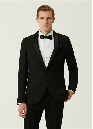 Palzileri Lab Erkek Siyah Şal Yaka Yün Ceket 50 IT