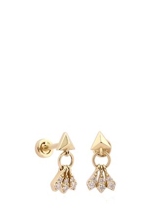 Collection-Pimiento Kadın Pırlantalı Sallantılı Altın Rengi Tek Küpe EU